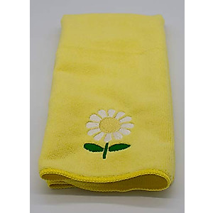 Plush Daisy Embroidered Daisy Microfiber Hand Towel - Green or Yellow - Bright and Sunny