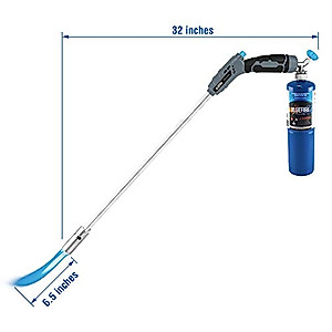 BLUEFIRE 32" Long Propane Weed Torch Burner,Blow Torch,Trigger Start Self Ignition on Handle,Single Hand Operation, Lightweight Portable Weeds Burn Garden Tool Snow Ice Roof Road Charcoal Fire Starter
