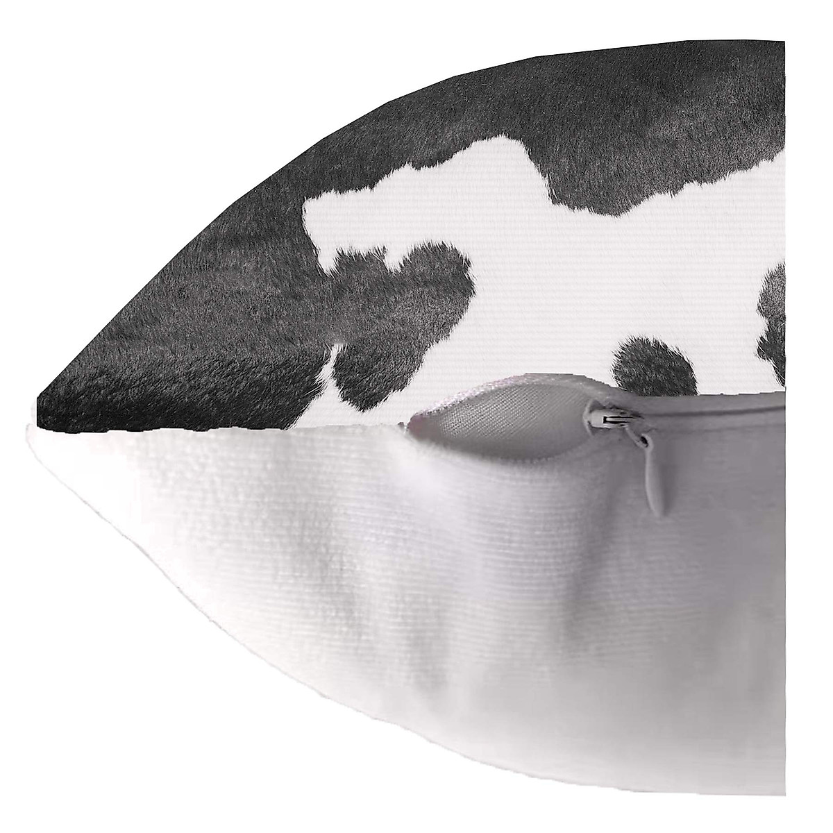 Leaveland Black White Cowhide Print Throw Pillow Cover,18x18 Inch Cow Skin Faux Fur Pillow Case,Decorative Leather Pillowcase Outdoor Indoor Lumbar Cushion Slip for Western Southwestern Home Decor