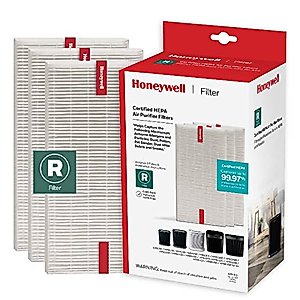 Honeywell HEPA Air Purifier Filter R, 3-Pack for HPA 100/200/300 and 5000 Series - Airborne Allergen Air Filter Targets Wildfire/Smoke, Pollen, Pet Dander, and Dust