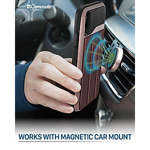 VENA iPhone XR Wallet Case, vCommute (Military Grade Drop Protection) Flip Leather Cover Card Slot Holder with Kickstand, Designed for Apple iPhone XR - Rose Gold