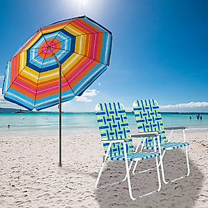 Set of 2 Patio Lawn Webbed Folding Chairs, Outdoor Beach Chair Portable Camping Chair, Webbed Folding Chair for Yard, Garden,Blue