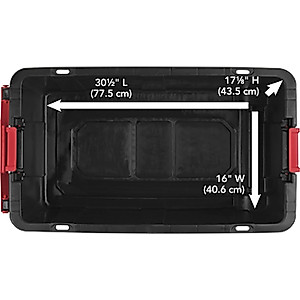 JALCH 40 Gallon Industrial Plastic Tote with Wheels, Black, 2-Pack