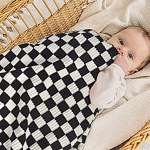 BEILIMU Baby Blanket for Boys Comfy Durable Corduroy Toddler Blanket with Double Layer Dotted Backing Checkerboard Grid Chessboard Gingham Warmer Bed Blankets for Newborn Infants Black, 30x40 Inches