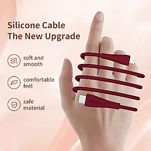 Hrbzo USB C Cable Silicone Cable[MFi Certified](1-Pack,3FT,Red) Compatible with iPhone 14/13/12/11/X/8 and More