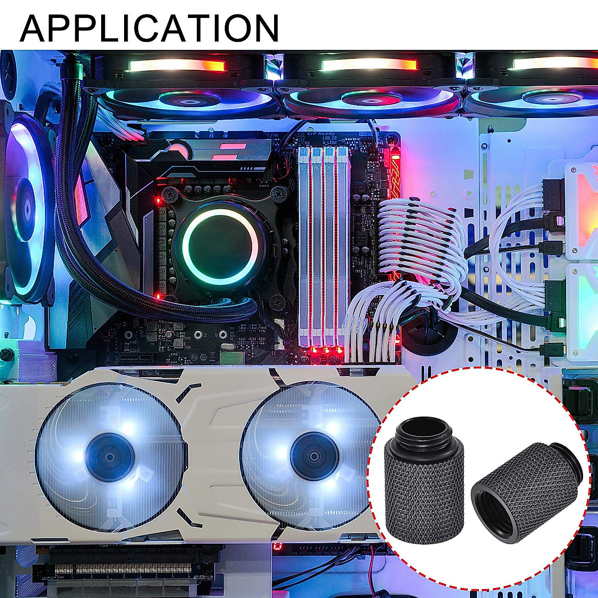 uxcell Male to Female Extender Fitting G1/4 x 20mm for PC Water Cooling System Black 4pcs