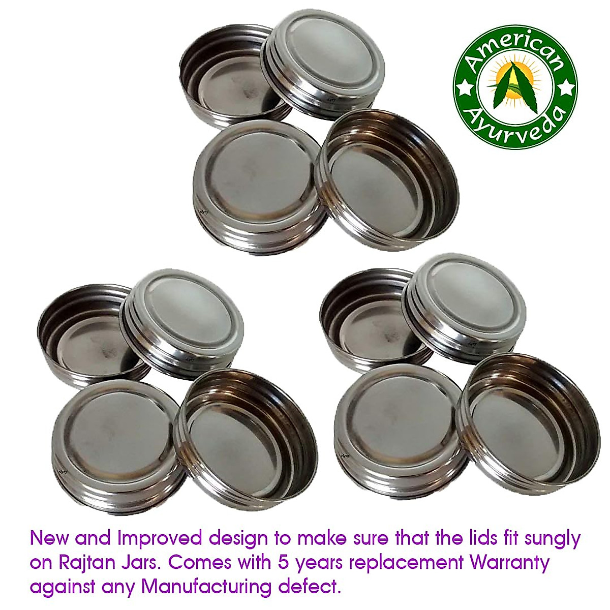 Replacement Lids for IKEA RAJTAN Glass Spice Jar 5 Oz (400.647.02) Stainless Steel Caps lids set of 12 pieces by American Ayurveda