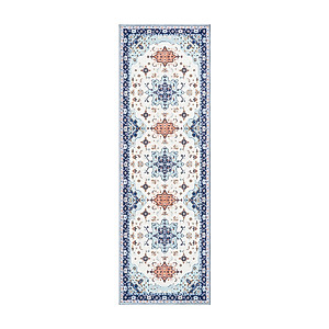 Phantoscope Hallway Runner Rug 2'x6'-Long Rug Runner Boho Retro-Patterned Washable Non-Slip Carpet for Kitchen Entryway Laundry Bedroom,Ultra-Thin Vintage Distressed Accent Rug,Blue/Orange/Cream