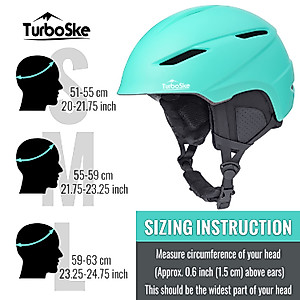TurboSke Ski Helmet, Snowboard Helmet Snow Sports Helmet, Audio Compatible and Lightweight, ASTM Standard Helmet for Men, Women and Youth (M, Green)