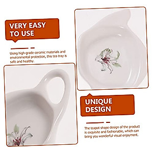 Cabilock 4pcs Ceramic Tea Bag Saucer Coffee Coasters Coffee Decor Gift Containers Ceramic Teabag Coaster Tea Bag Holders Tea Bag Organizer Ceramics White Decorative Teabag Dish Home Supply