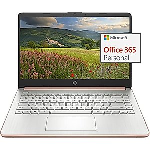 HP Newest 14" Ultral Light Laptop for Students and Business, Intel Quad-Core N4120, 8GB RAM, 192GB Storage(64GB eMMC+128GB Micro SD), 1 Year Office 365, Webcam, HDMI, WiFi, USB-A&C, Win 11 S