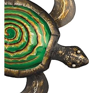 Regal Art & Gift Artistic Wall Décor, Hand-Painted Metal & Glass Sculpture, Weather & Fade Resistant, Indoor & Outdoor Wall Art, Easy to Hang, Spiral Pattern, Sea/Ocean theme, Turtle