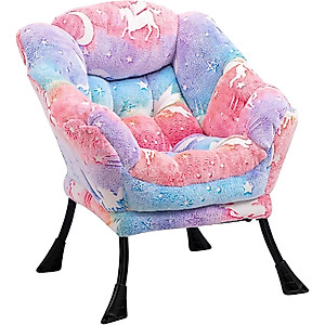 ALIMORDEN Kids Lazy Chair, Glow in The Dark Lovely Unicorn Patterns Toddler Chair, Steel Frame Leisure Sofa with Armrests, Super Soft and Comfy