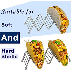 MEKBOK Taco Holder, taco holder stand,Stainless Steel Taco Rack, Good Holder Stand on Table, Hold 3 or 4 Hard or Soft Shell Taco, Safe for Baking as Truck Tray- Set of 3