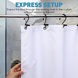 Lurrose 12Pcs Shower Curtain Hooks, Shower Curtain Rings Metal Shower Curtain Hooks for Bathroom Shower Kitchen Bedroom