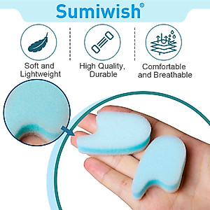 Sumiwish Foam Toe Separators, 10 Pack Breathable Toe Spacers, Reduce Friction and Relieve Corns Pain, Overlapping Toes Corrector - (Blue)