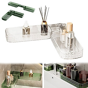 TETNYWP Multifunctional Wall-Mounted U-Shaped Rotating Storage Corner Shelf, Corner Shelf Wall Mounted, Bathroom Storage Rack Punch-Free Bathroom Shelf (Transparent)