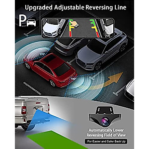 AX2V 11" Mirror Dash Cam - 1080P Front and Rear Dual Recording, Waterproof Backup Camera with Super Night Vision, Full Touch Screen for Car Reversing Assistance and Parking Monitoring