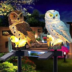 RTUGOVT Garden Solar Light Outdoor Decorative, Owl LED Waterproof Garden Stake Light Lawn Lamp, for Garden Yard Landscape Lighting(Brown/White)