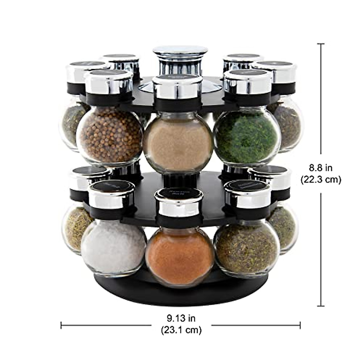 Kamenstein Ellington Revolving Tower with Free Spice Refills for 5 Years, 16-Jar, Clear