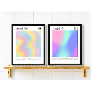 Roxbury Row Aura Poster Aesthetic, Angel Number Poster, Angel Wall Decor, Gradient Painting, Spiritual Posters, Posters & Prints (4 8x10 Unframed Prints, 1239: Intuition, Alignment, Support, Release)