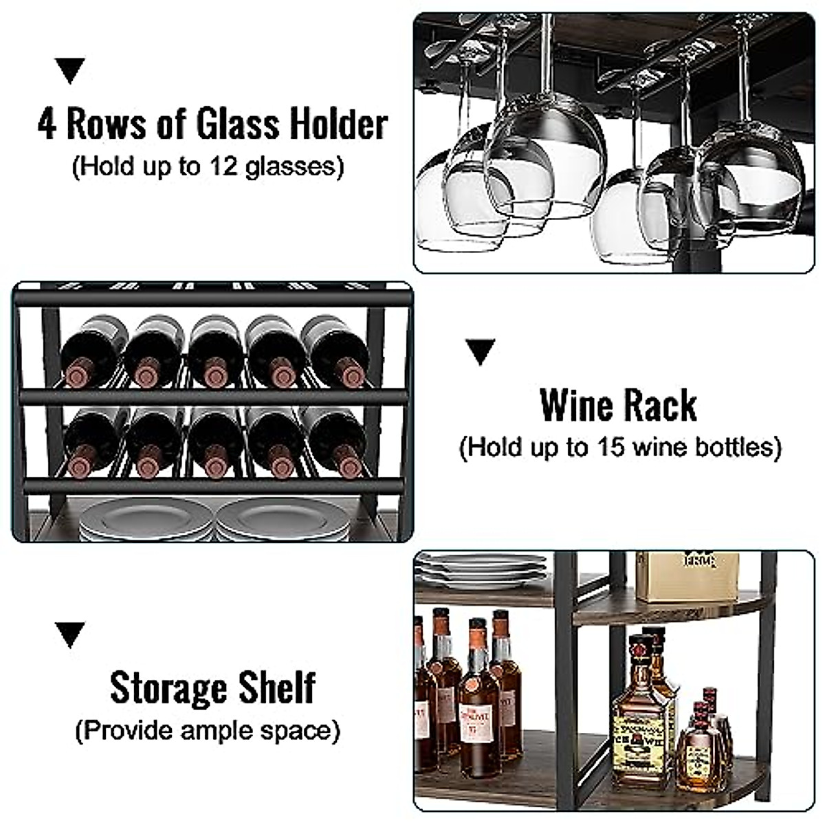 GEBAROW TV Stand for 75+ Inch TV, Entertainment Center with Adjustable Shelf, Rattan TV Console with 2 Storage Cabinets, Mid Century Modern TV Console Table for Living Room Bedroom (Black)