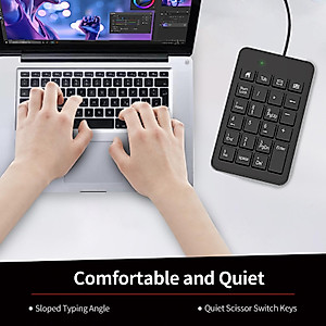 LOONASA Wired USB C Number Pad - 23 Keys Type C Numeric Keypad Upgraded Version of 10 Key USB Keyboard Financial Accounting Numpad Compatible for Laptop, PC, MacBook, Notebook, Desktop,Surface Pro