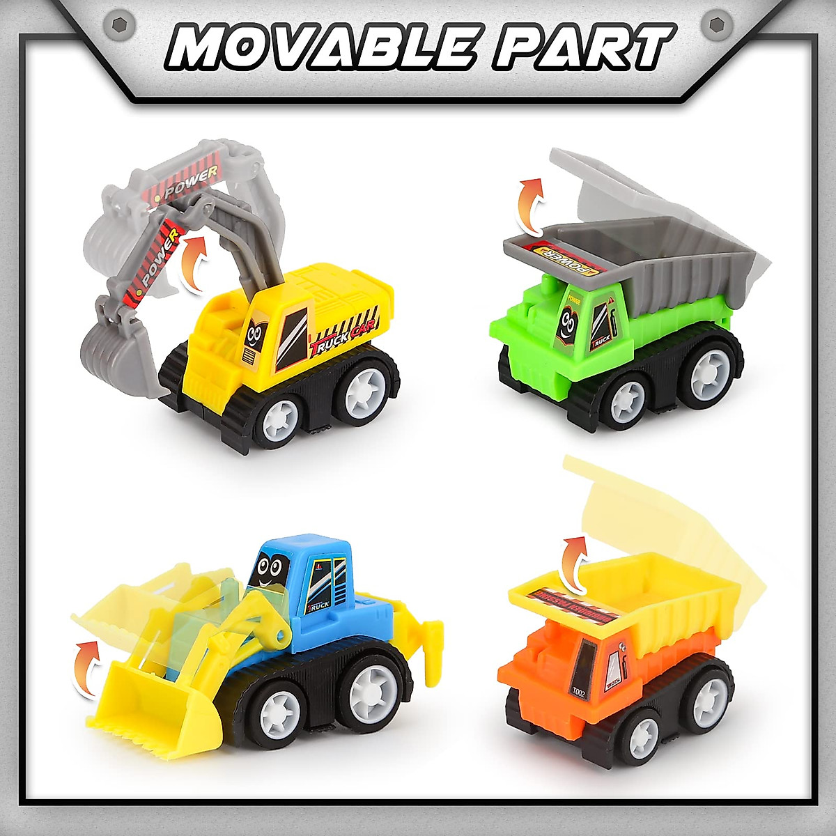 Easter Eggs Prefilled with 12 PCS Dinosaur Toys Figures, Colorful Easter Egg Fillers, Cake Toppers, Easter Basket Stuffers Toy Gifts Party Favor for Kids (Pull Back Cars)