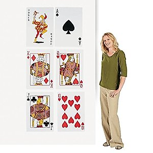 Playing Card Cutouts - Set of 6, Two feet Tall - Casino Night and Party Decor