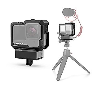 SmallRig Hero11 Cage / HERO10 Black Cage / HERO9 Cage for GoPro with 2 Cold Shoe Mounts for Mic and Led Video Light for GoPro Hero 11/10 / 9 Black 3083B