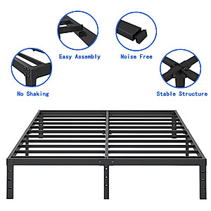 ALDRICH Queen Size Bed Frame with Fabric Cover Skirt, 16 Inch Metal Platform Bed Frame Queen with Storage Space Under Bed, Heavy Duty Steel Slat Support, Easy Assembly, No Box Spring Needed