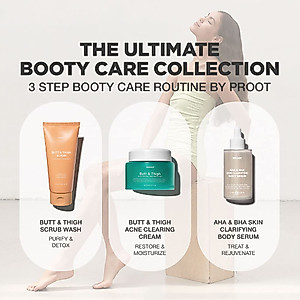 PROOT Butt Acne Spot Treatment Cream (Tube Type) + Butt & Thigh Scrub Wash | Treatment Cream and Booty Scrub for Acne, Cellulite, Ingrown Hair, Bikini & Razor Bump | For all skin type…