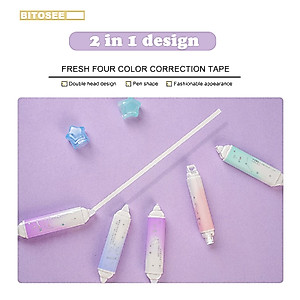 BITOSEE 2 in 1 Whiteout Correction Tape and Double Sided Tape Roller, Cute Quick Dry Japan Whiteout Tape, with Permanent Adhesive Tape Runner,for School Office Instant Correction & Scrapbook Supplies