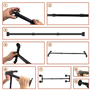 MY RUSTIC Industrial Pipe Clothes Rack-43 Inch, Heavy Duty Detachable Wall Mounted Black Iron Garment Bar, Multi-Purpose Hanging Rod for Closet Storage, Black- 43" L (43" L x 12" W) 41 (black 2)