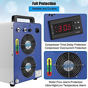 CuisinAid Industrial Water Chiller CW5200, 6L Capacity 0.9hp 2.6gpm Water Cooling System for 60W 70W 80W 90W 100W 120W 130W 150W CO2 Laser Engraving & Cutting Machines, Cools 5200 BTU/Hour