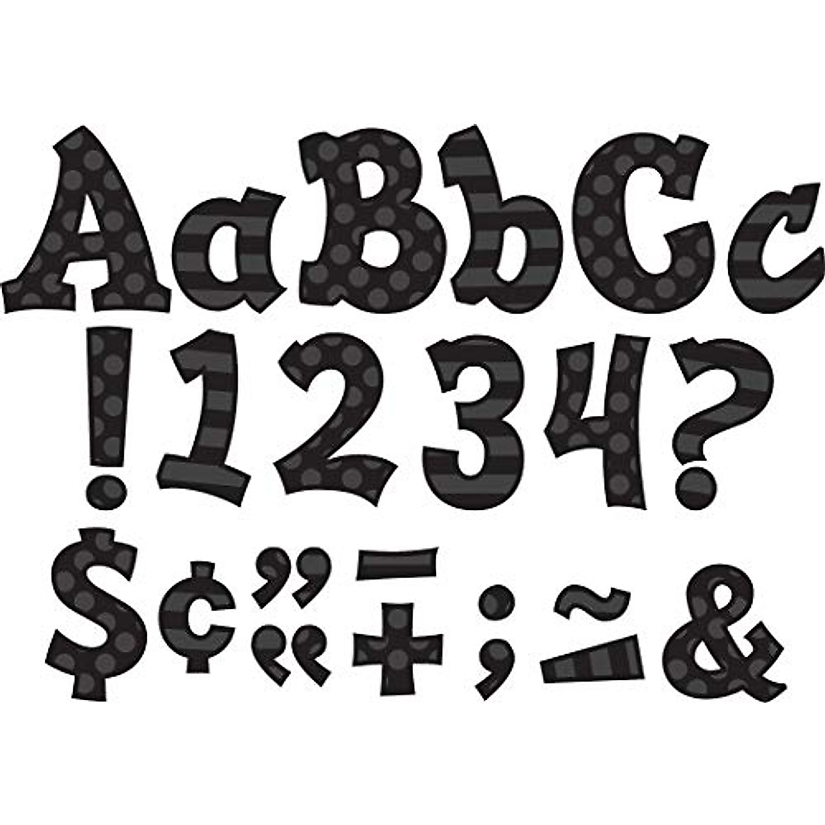 Teacher Created Resources 75262 Black Sassy Solids 5-Inch Sassy Font Letters