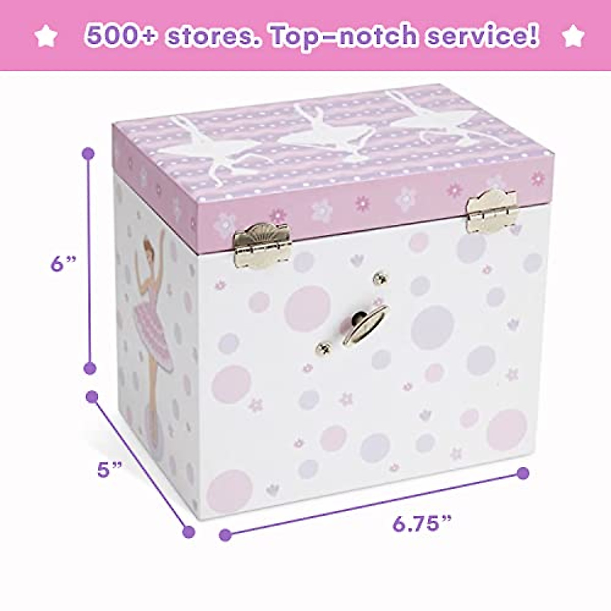 Jewelkeeper White and Purple Ballerina Musical Jewelry Box with 2 Pullout Drawers, Swan Lake Tune