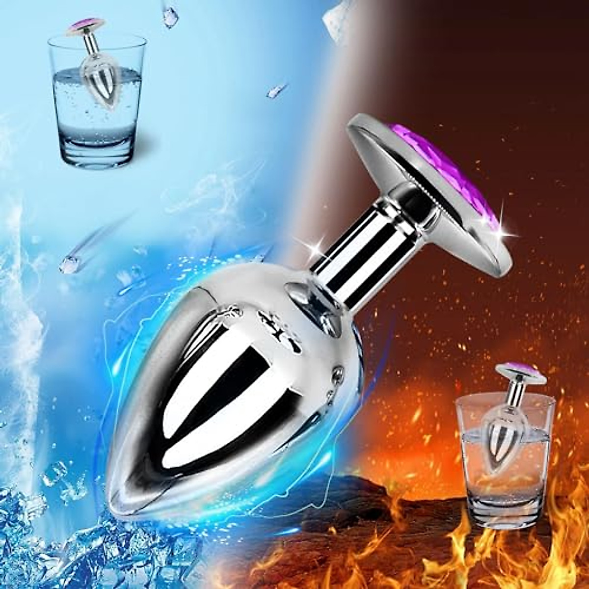 3 Size Solid Stainless Steel Suction Cup Realistic Classic Plug Double Headed (Purple)