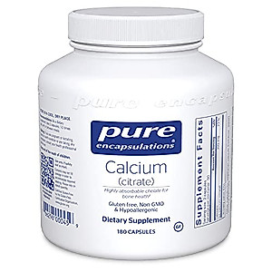 Pure Encapsulations Calcium (Citrate) | Supplement for Bones and Teeth, Colon Health, and Cardiovascular Support* | 180 Capsules