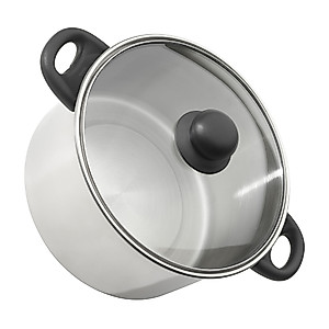 GoodCook Classic Stainless Steel 5-Quart Dutch Oven with Tempered Glass Lid, Silver
