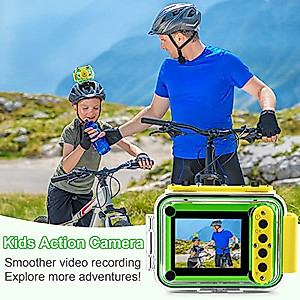GKTZ Kids Waterproof Camera - Underwater Camera Birthday Gifts for Girls Boys Children Digital Action Camera with 32GB SD Card, Pool Toys for Kids Age 4 5 6 7 8 10