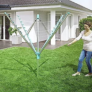 Leifheit Rotary Dryer Linomatic 500 Easy Umbrella Clothesline, Silver