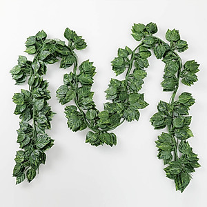 ZHIIHA 12 Strands 90.5 Ft Artificial Scindapsus Leaf Plants Vine Hanging Garland Fake Foliage Plants for Home Kitchen Garden Office Wedding Wall Decoration