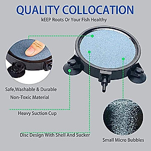 PIVBY 4.2-Inch Air Stone Disc Bubble Diffuser with Suction Cups for Oxygenation in Fresh/Saltwater Tanks, Ponds, Hydroponic, Aquaponics, and as a Decorative Airstone for Aquariums (8 PCS)