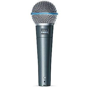 Shure Beta 58A Supercardioid Vocal Microphone & Pig Hog Black & White Woven Mic Cable, 20ft XLR - Bundle