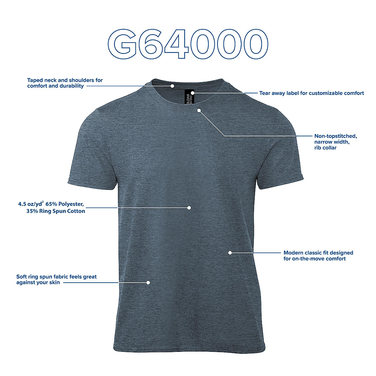 Gildan Adult Softstyle Cotton T-Shirt, Style G64000, Multipack, Dark Heather (2-Pack), Medium