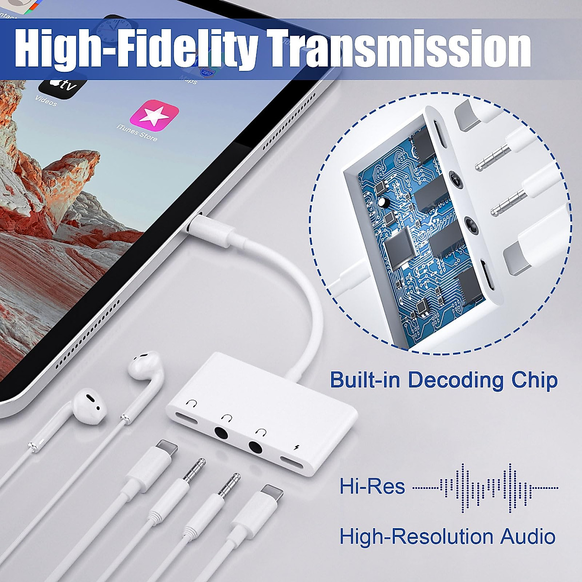 PNBACE USB C to 3.5mm Audio Adapter 4-in-1 USB C Headphone Splitter