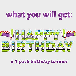 Light inspired Year Birthday Decorations Buzz Birthday Banner Party Supplies for Cartoon Story 1st 2nd 3rd 4th 10th Bday Decor(Purple)