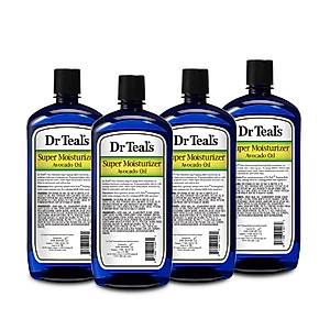 Dr Teal's Foaming Bath with Pure Epsom Salt, Super Moisturizer Avocado Oil, 34 fl oz (Pack of 4) (Packaging May Vary)