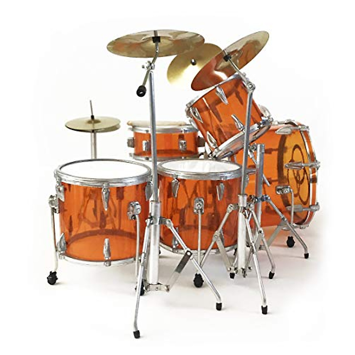 FanMerch Drum Kit Led Zeppelin, John Bonham, Tribute Vistalite Transparent Amber Mini Drum Set Replica Collectible
